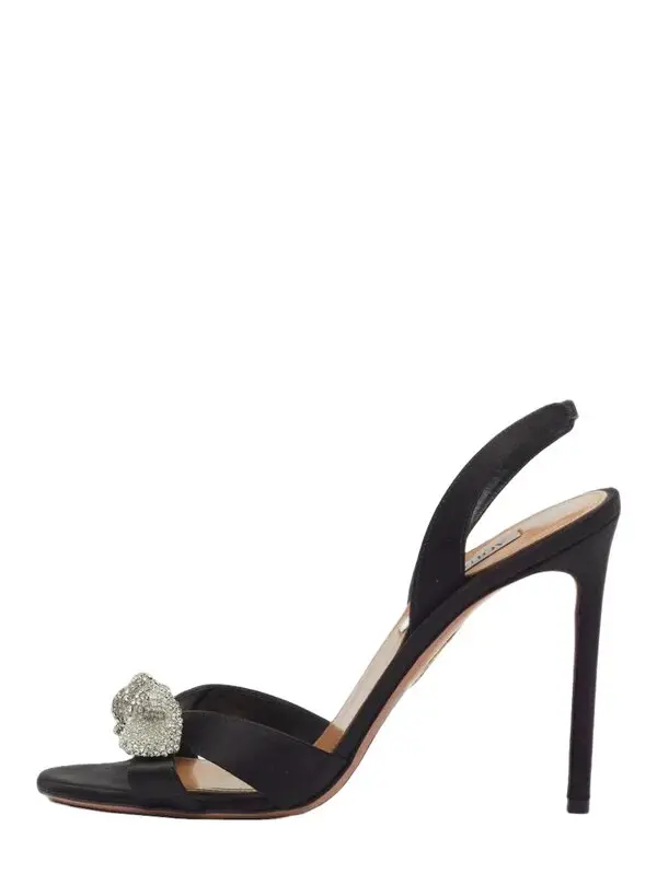 AQUAZZURA Very Bow Slingback Sandals - Black