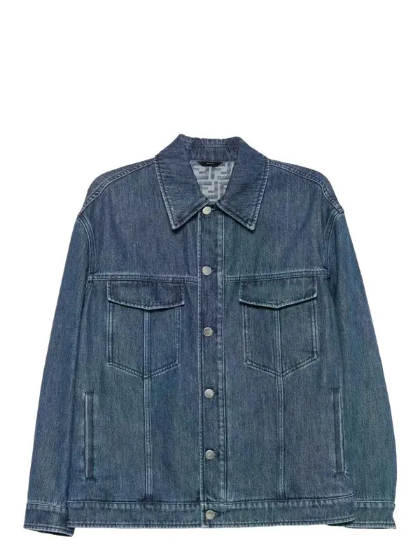 Fendi Logo-patch Denim Jacket - Blue
