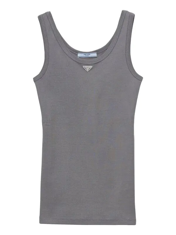 Prada Cotton Ribbed Tank Top - Metallic