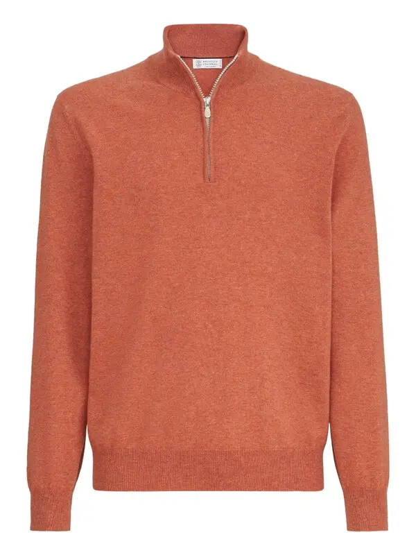 Brunello Cucinelli Cashmere Quarter-zip Sweater - Orange