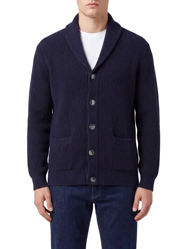 Brunello Cucinelli Shawl Collar Cotton Cardigan - Blue