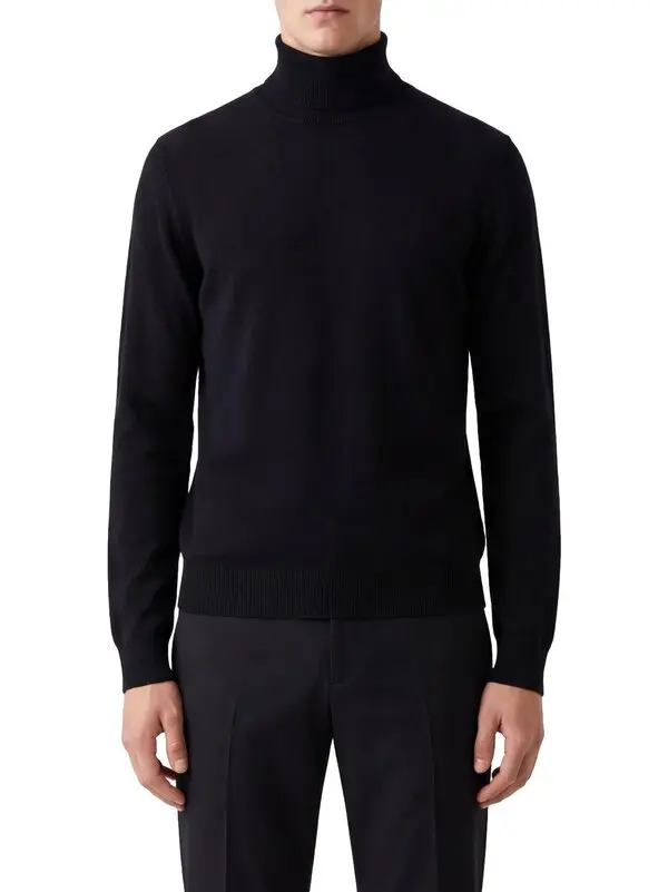 DRUMOHR Long-sleeved Fine Super 140's Virgin Wool Turtleneck - Black