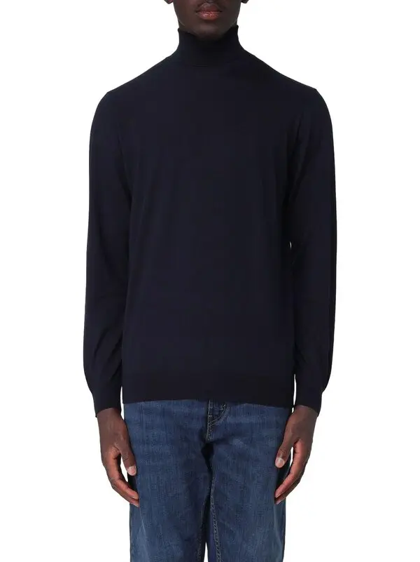 DRUMOHR Long-sleeved Turtleneck In Fine Super 140's Virgin Wool - Navy