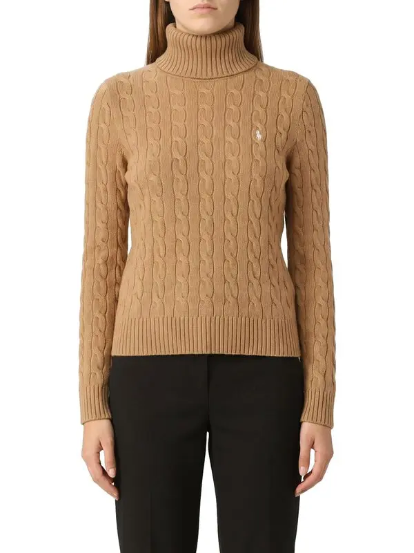 Polo Ralph Lauren Slim Fit Wool And Cashmere Turtleneck Sweater With Embroidered Pony Logo - Beige