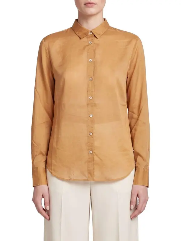 FORTE_FORTE Silk And Cotton Blend Shirt With French Collar - Brown