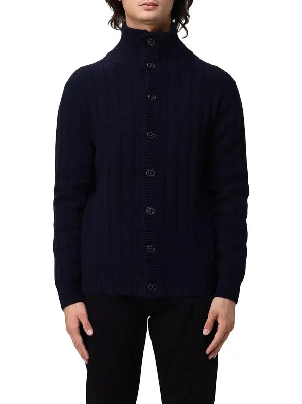 BROOKSFIELD Ribbed Wool Button-up Cardigan - Blue