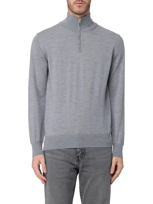BROOKSFIELD Half-zip Wool Turtleneck Sweater With High Neck - Grey