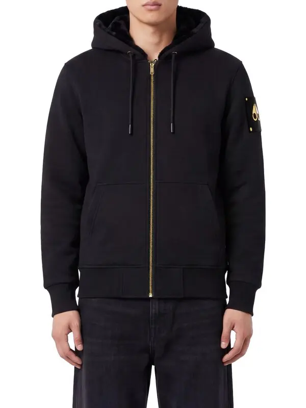 Moose Knuckles Bunny Zipped Hoodie In Cotton Blend - Black