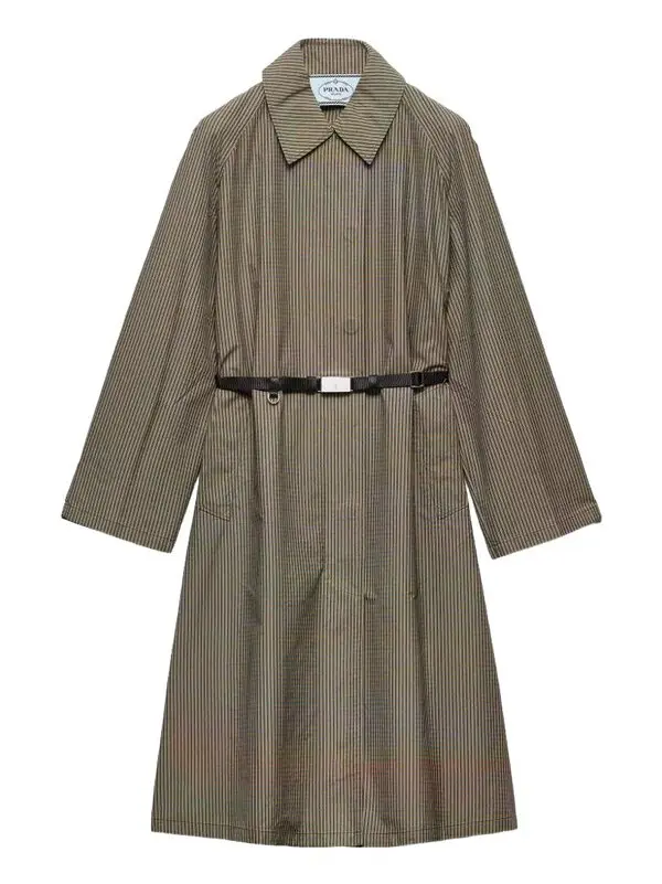 Prada Checked Technical Fabric Trench Coat - Green