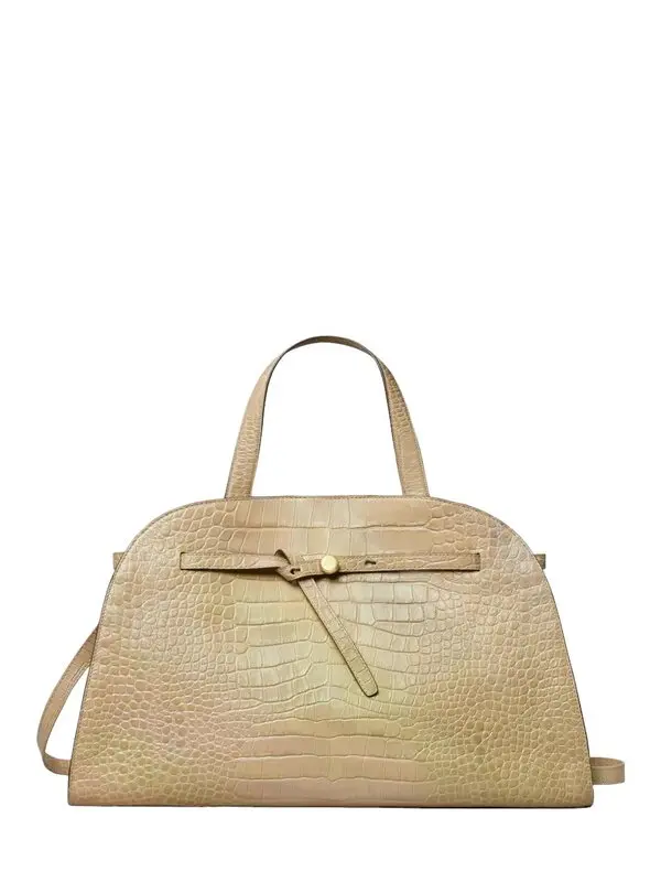 Tory Burch Romy Croc-embossed Bauletto Bag - Neutrals