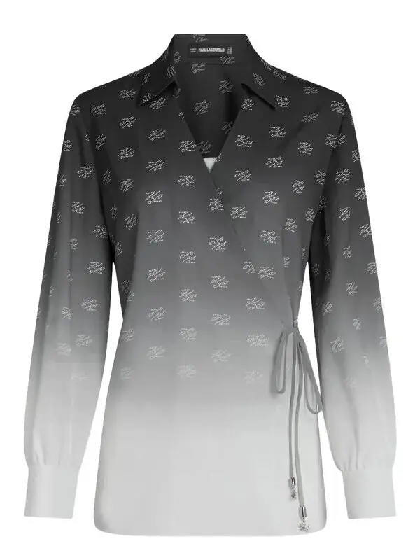 Karl Lagerfeld Fluid Wrap Blouse - Grey