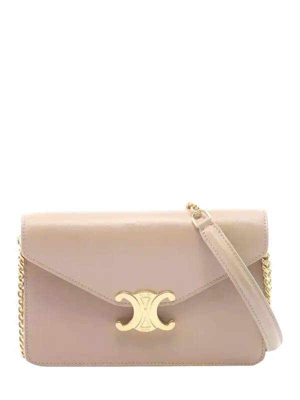 Celine Leather Margo Wallet On Chain Cross Body Bag - Neutrals