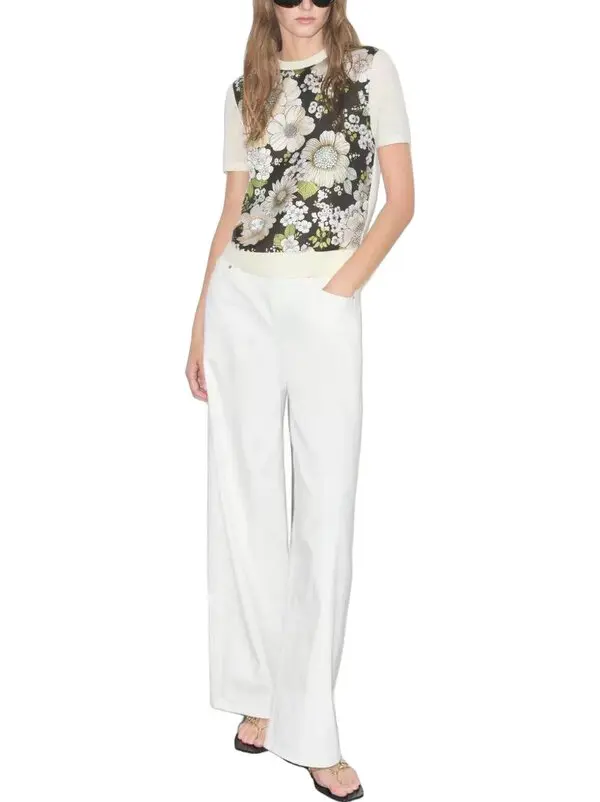 Tory Burch Silk-front Wool Top - Neutrals