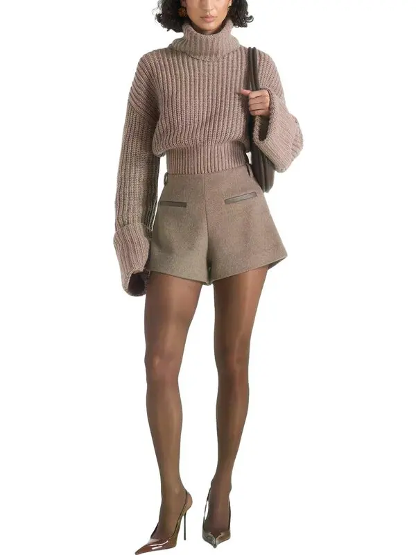 Manière De Voir Tailored Wool-blend Shorts - Neutrals