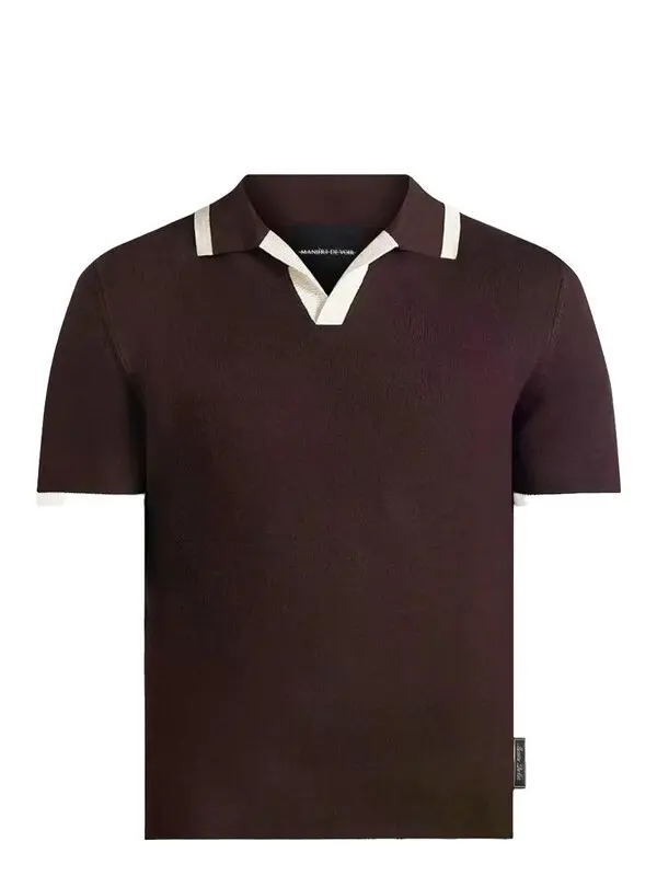 Manière De Voir Lambert In Contrast Detail Knit Polo Shirt - Brown