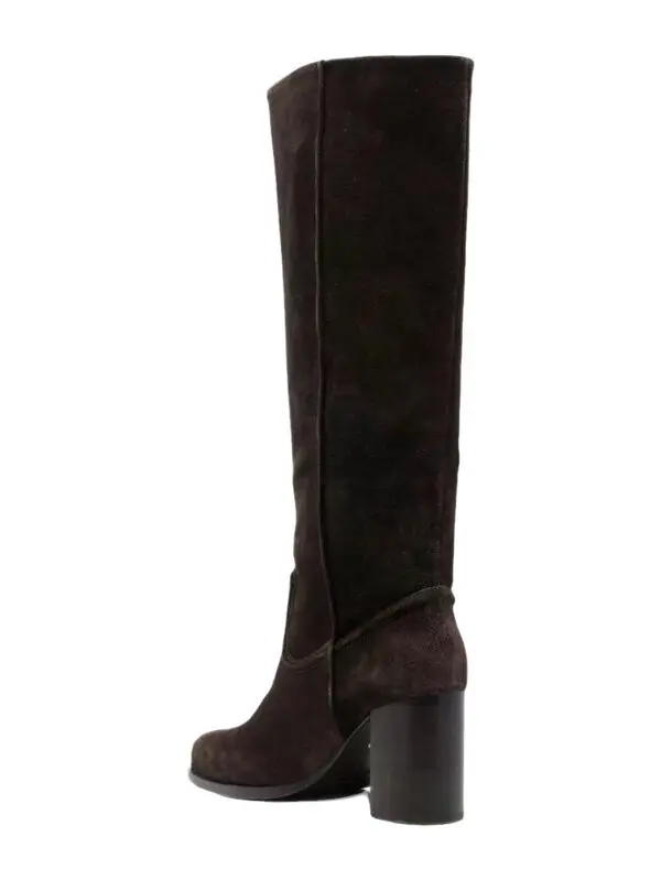 Maje Tripos Leather Round-toe Boots - Brown