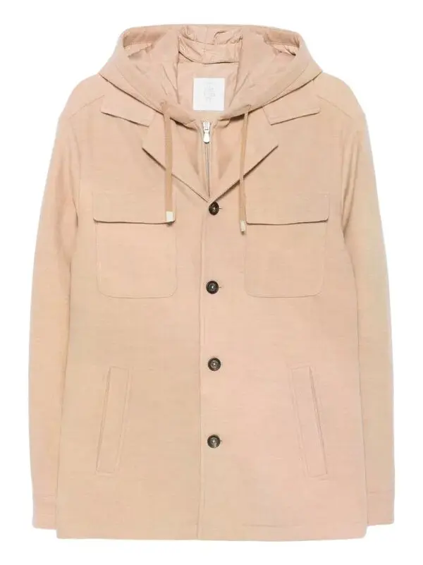 Eleventy Hooded Button-up Jacket - Neutrals