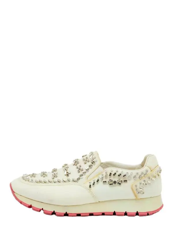 Prada Crystal-embellished Slip-on Sneakers - Neutrals