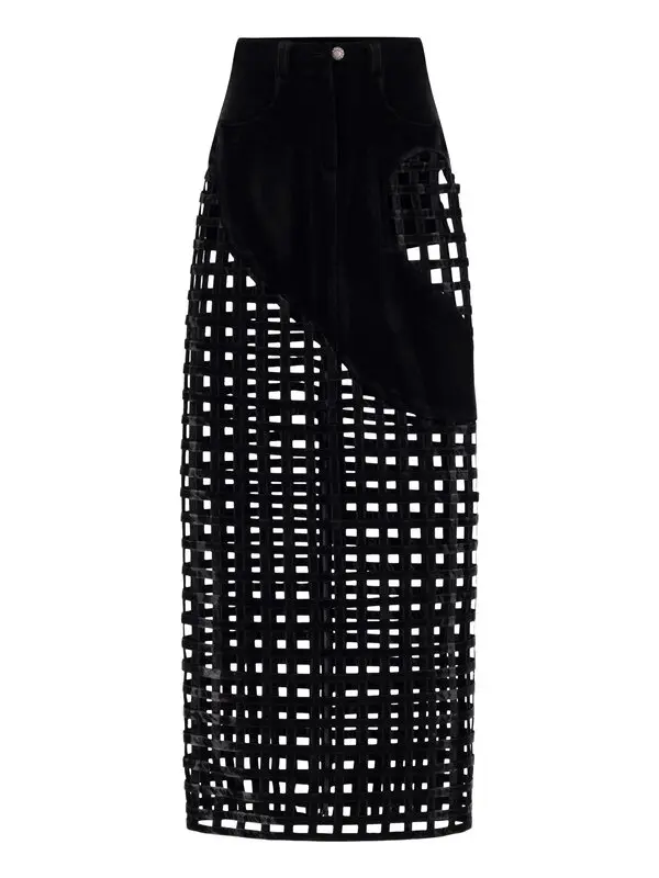 ÚCHÈ Velvet Maxi Skirt - Black