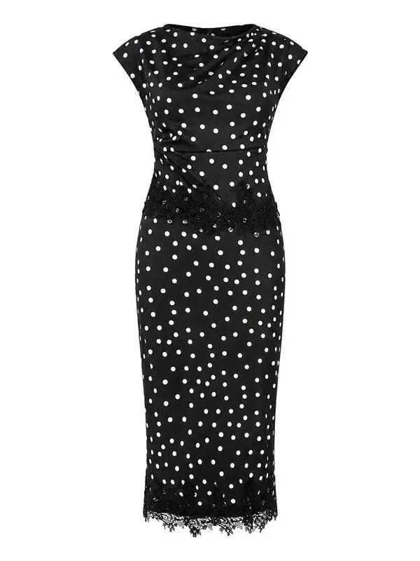 GIRL IN MIND Serina Polka Dot Lace Trim Skirt - Black
