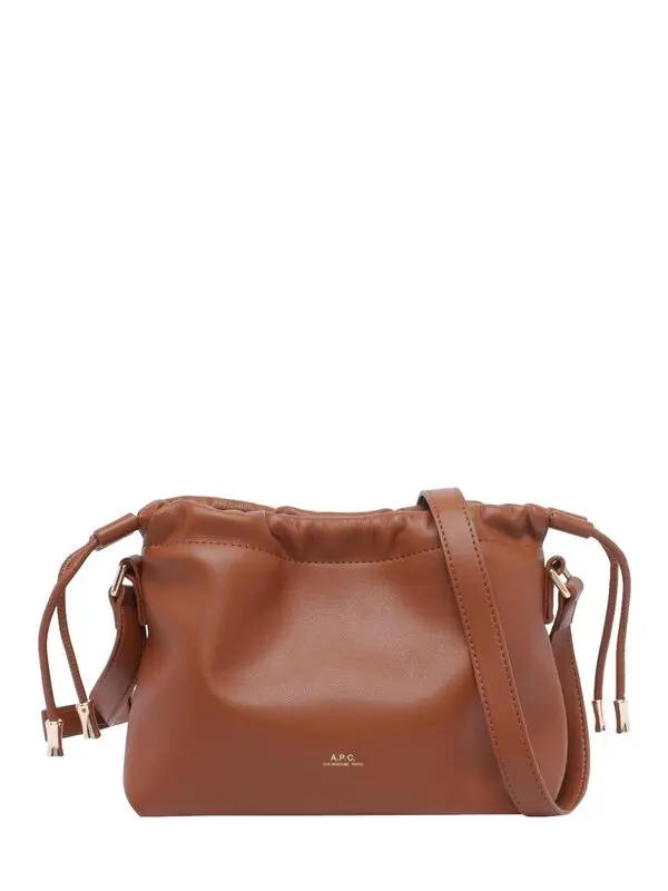 A.p.c. Ninon Mini Synthetic Leather Crossbody Bag With Drawstring Closure - Brown