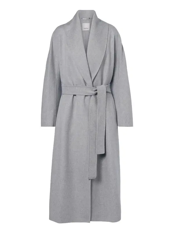 Max Mara Virgin Wool Wrap Coat - Grey