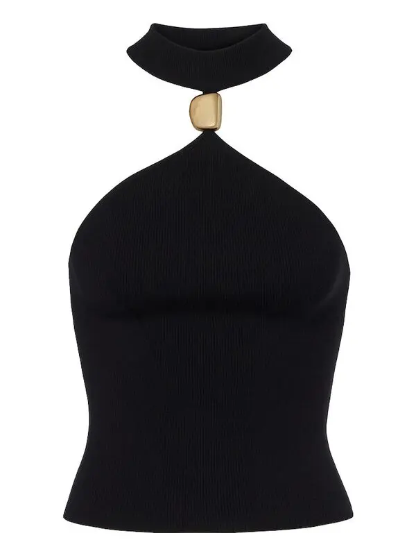 Simkhai Renlen Embellished Halterneck Wool Top - Black