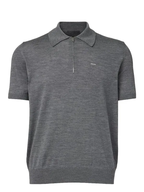Prada Virgin Wool Polo Sweater - Grey