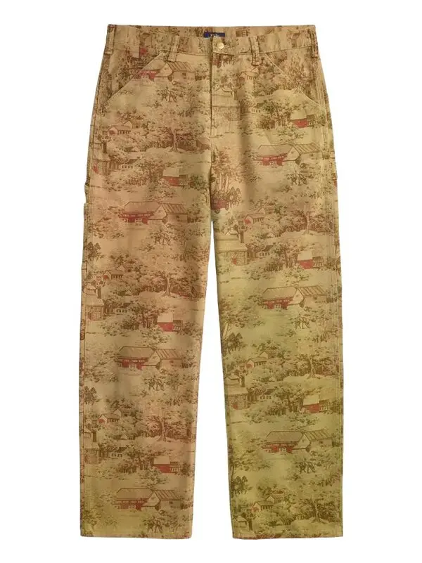 Polo Ralph Lauren Landscape-print Straight-leg Trousers - Neutrals