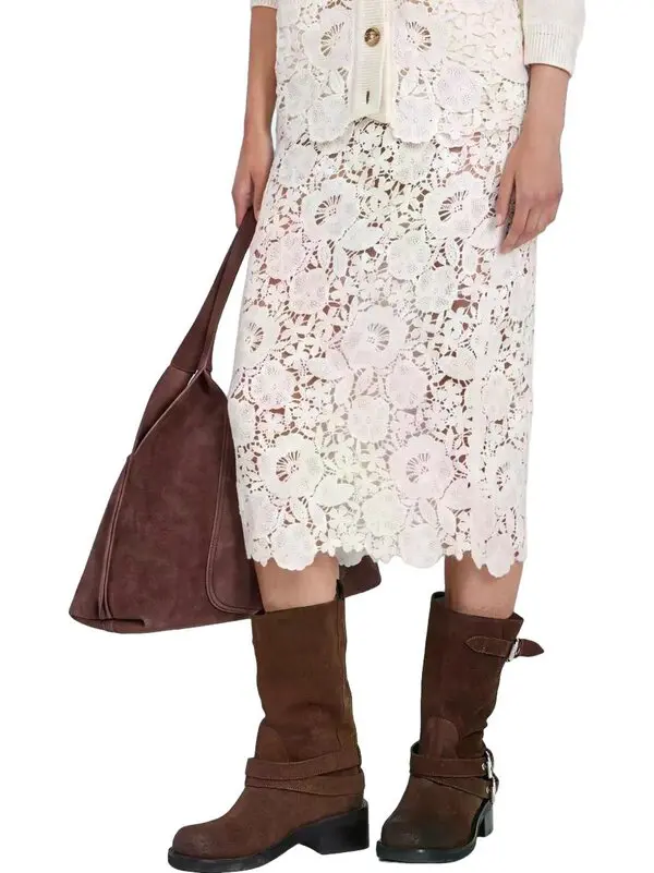 Ermanno Scervino Floral-lace Midi Skirt - Neutrals
