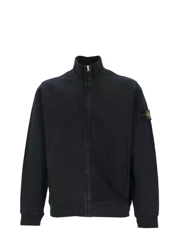 Stone Island 6100066 Brushed Organic Cotton Fleece Regular-fit Track Jacket With Ribbed Inserts - Blue