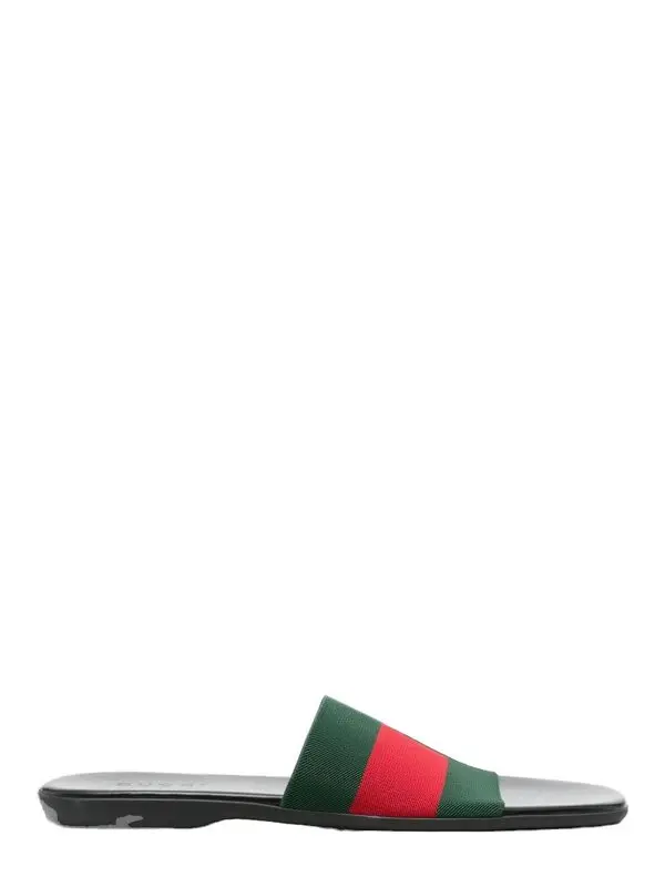 Gucci Web Detail Flat Sandals - Black