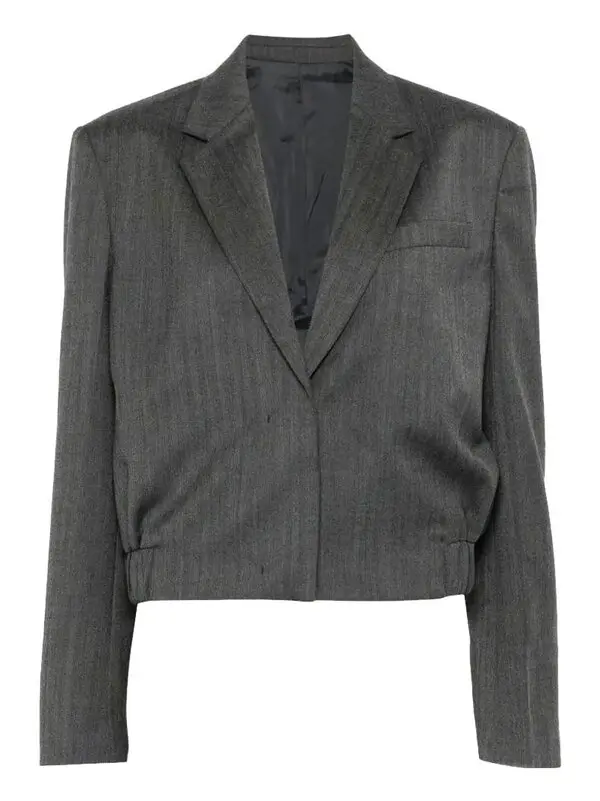 JUUN.J Cropped Notched-lapel Blazer - Grey