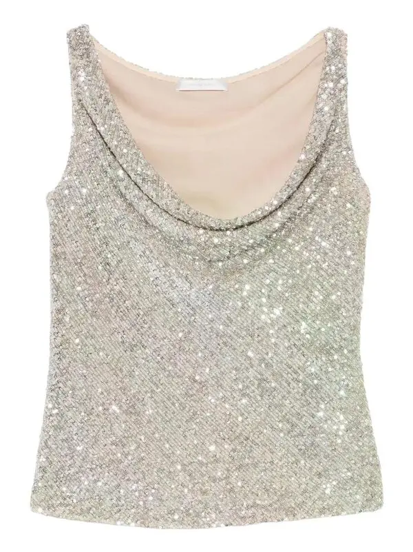 Naeem Khan Sequin-embellished Top - Silver