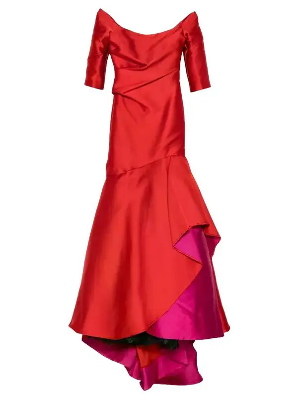 Monique Lhuillier Off-shoulder Fishtail Gown - Red