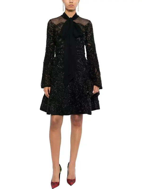 Elie Saab Embellished Tulle Dress - Black