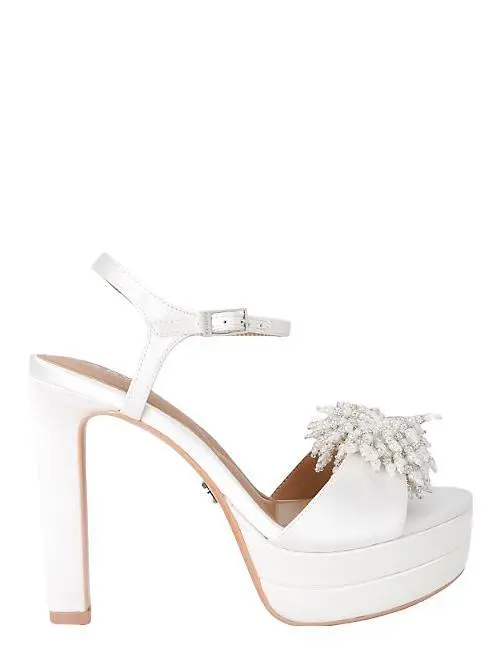 Carvela Lucia Platform-heel Satin Sandals - Bone