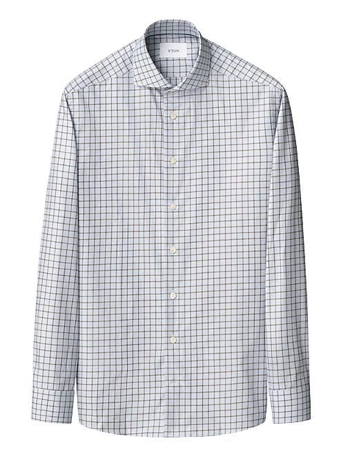 Eton Checked Slim-fit Cotton-twill Shirt - Light Blue