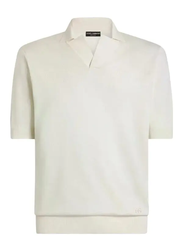 Dolce & Gabbana Silk Knit Polo Shirt - White