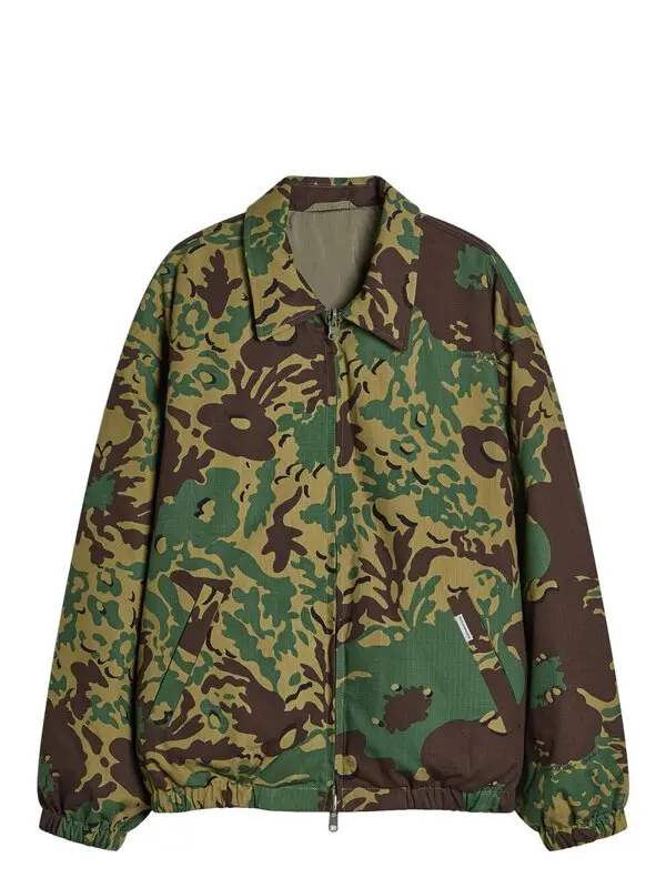 NOMARHYTHM TEXTILE Camo Flower Reversible Down Puffer Jacket - Olive