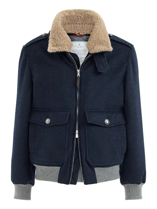 Brunello Cucinelli Cashmere Bomber Jacket - Blue