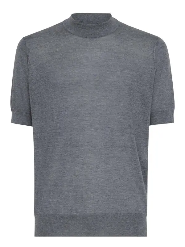 Brunello Cucinelli Silk-cotton High-neck T-shirt - Grey