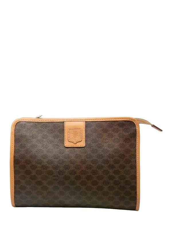 Celine 2012 Macadam Coated Canvas Clutch Bag - Brown