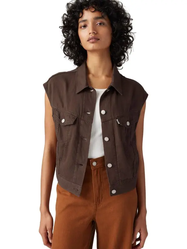 LEVI'S Shrunken '90s Linen Waistcoat - Brown