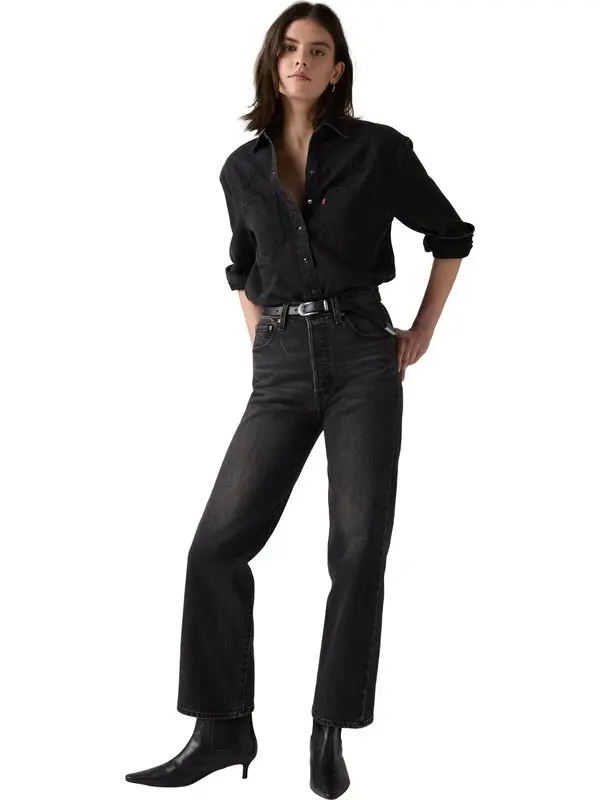 LEVI'S Ribcage Straight Ankle Jeans - Black