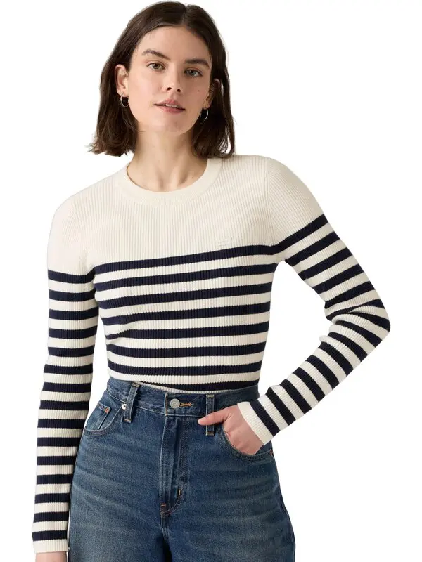 LEVI'S Striped Crewneck Rib Sweater - Blue