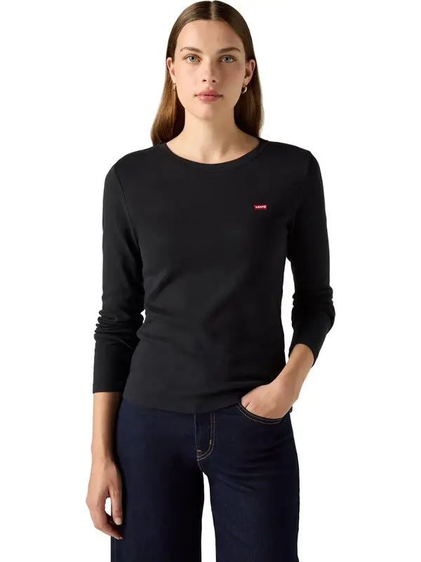 LEVI'S Essential Housemark Long Sleeve Tee - Black