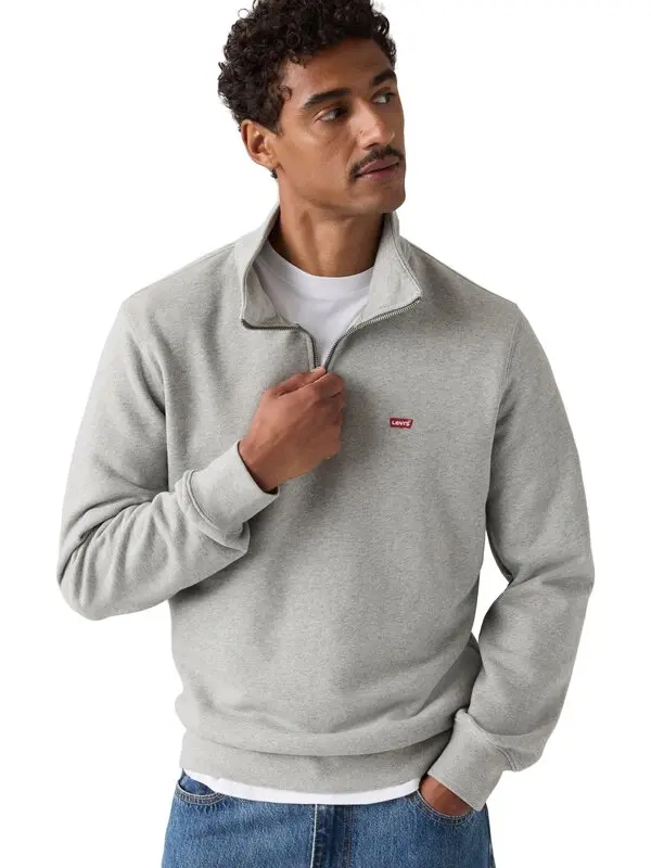 LEVI'S Original Housemark Quarter Zip Pullover - Grey