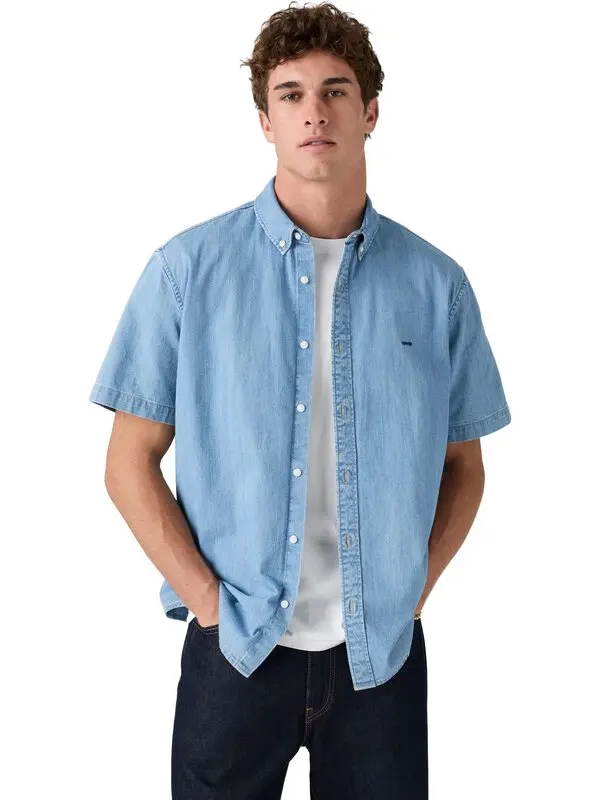 LEVI'S Short Sleeve Authentic Button Down Shirt - Blue