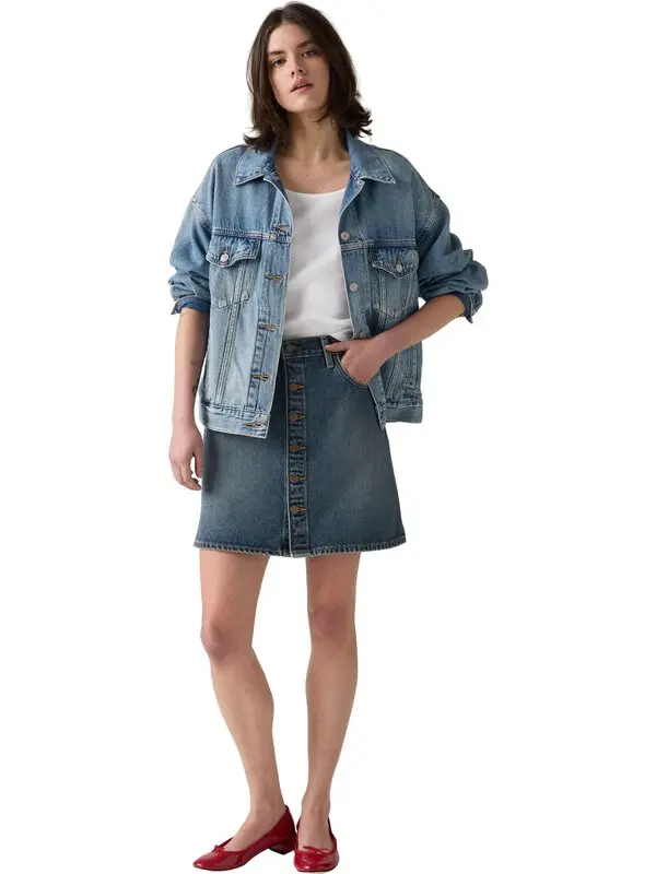LEVI'S Retro Button Front Skirt - Blue